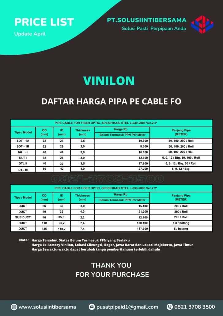 Harga Price List Jual Pipa Subduct HDPE Banyumas, Batang, Blora ... Harga Price List Jual Pipa Subduct HDPE Banyumas, Batang, Blora ...